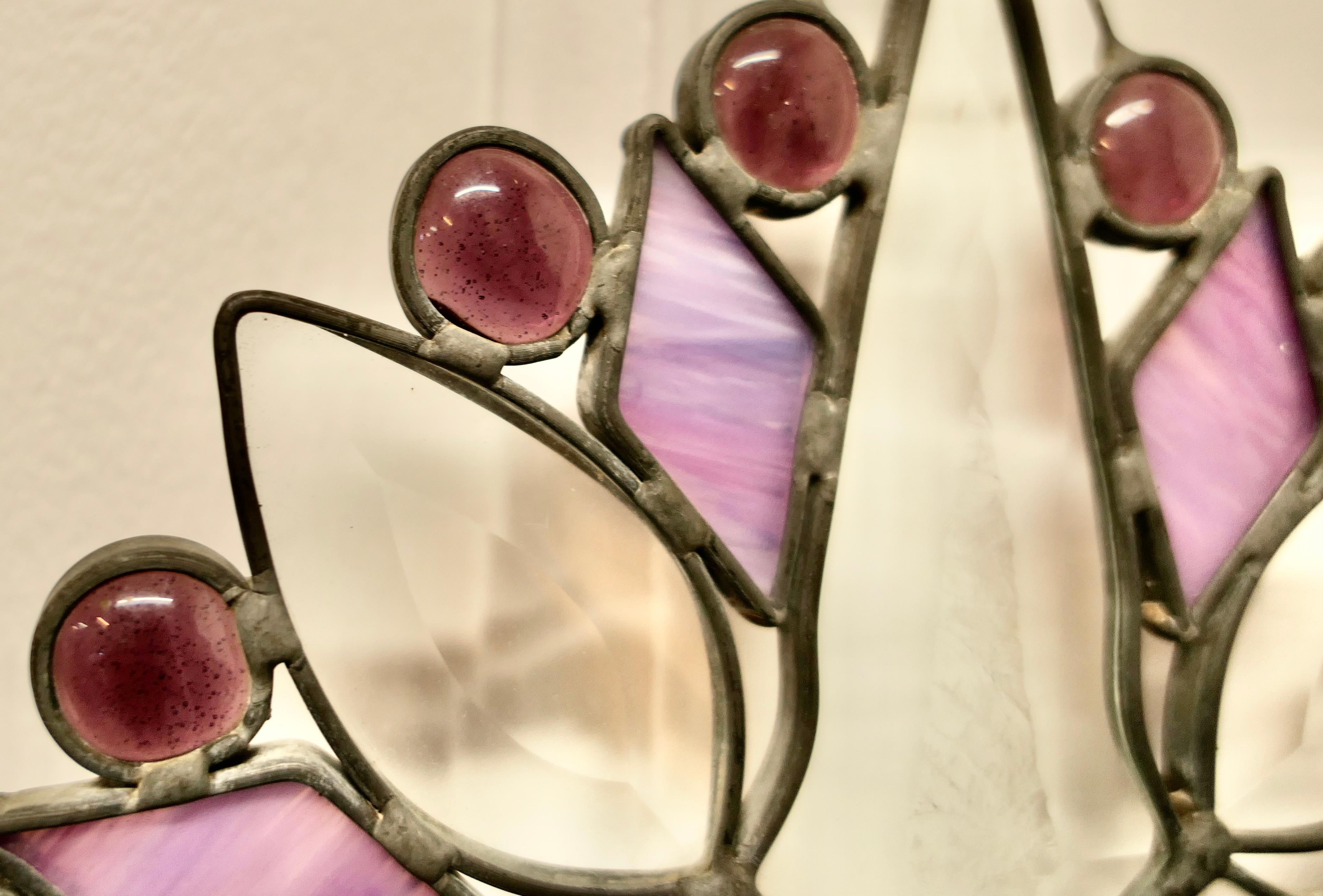 French Hand Made Antique Stained Glass Window Panel For Sale at 1stDibs