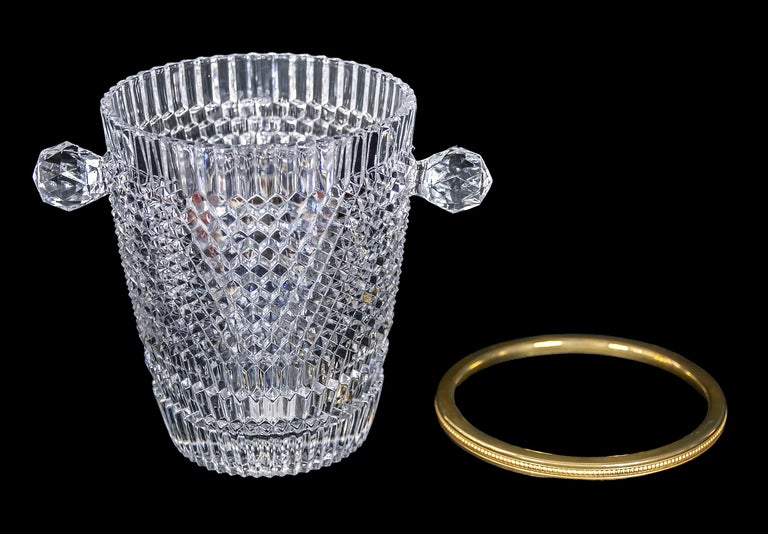 French Hand Made Cut Gilt Crystal Champagne Bucket For Sale at 1stDibs
