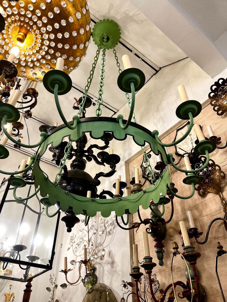 French Hand-Painted Chandelier For Sale at 1stDibs