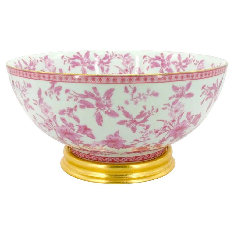French Hand Painted Glazed Porcelain Decorative Bowl For Sale at 1stDibs