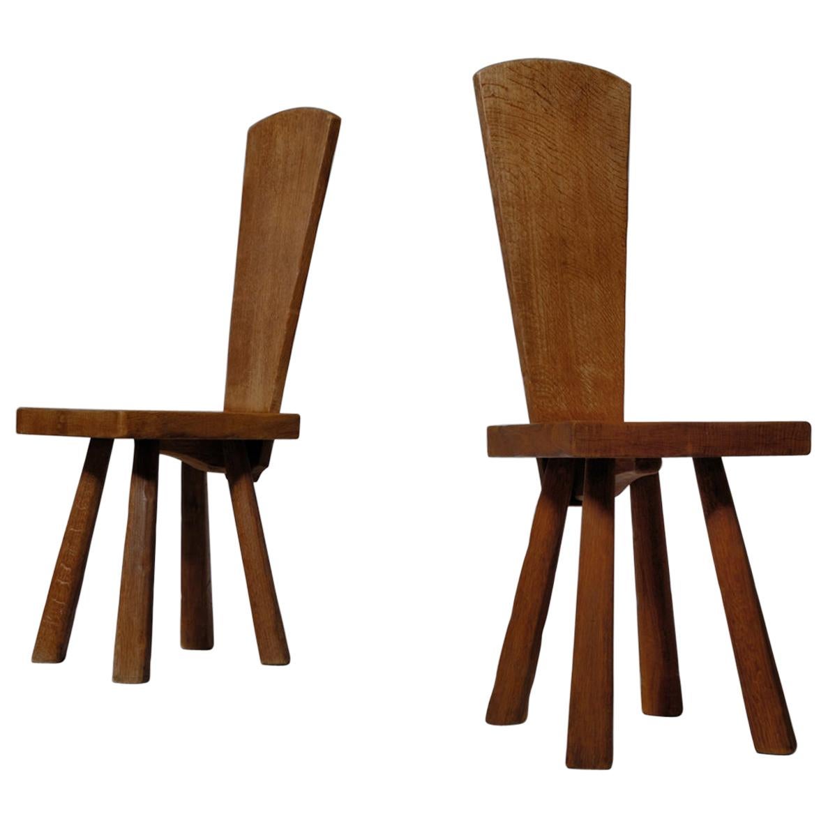 French Handcrafted Oak Side Chairs For Sale at 1stDibs