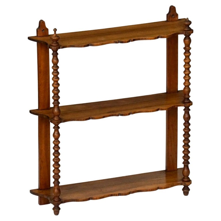 French Hanging Shelf of Walnut with Turned Supports For Sale at 1stDibs