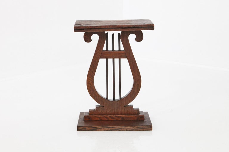 French Harp or Lyre Style Side Table, Warped Top with Inlays, circa ...