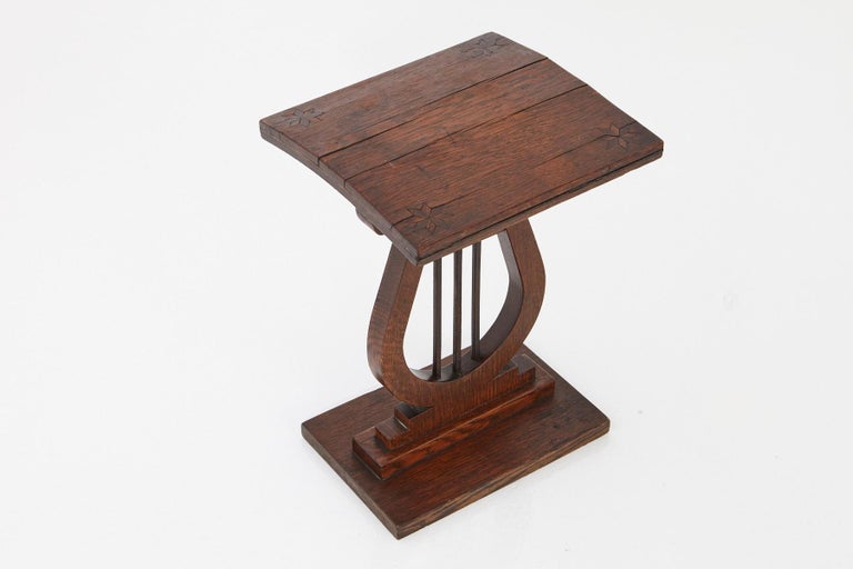 French Harp or Lyre Style Side Table, Warped Top with Inlays, circa ...