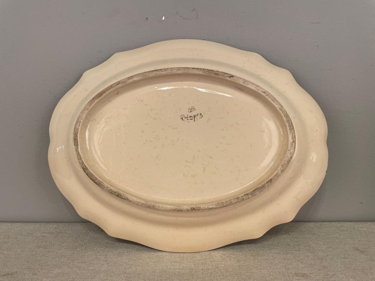French HB Quimper Platter Broderie Border For Sale at 1stDibs
