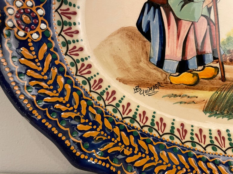 French HB Quimper Platter Broderie Border For Sale at 1stDibs