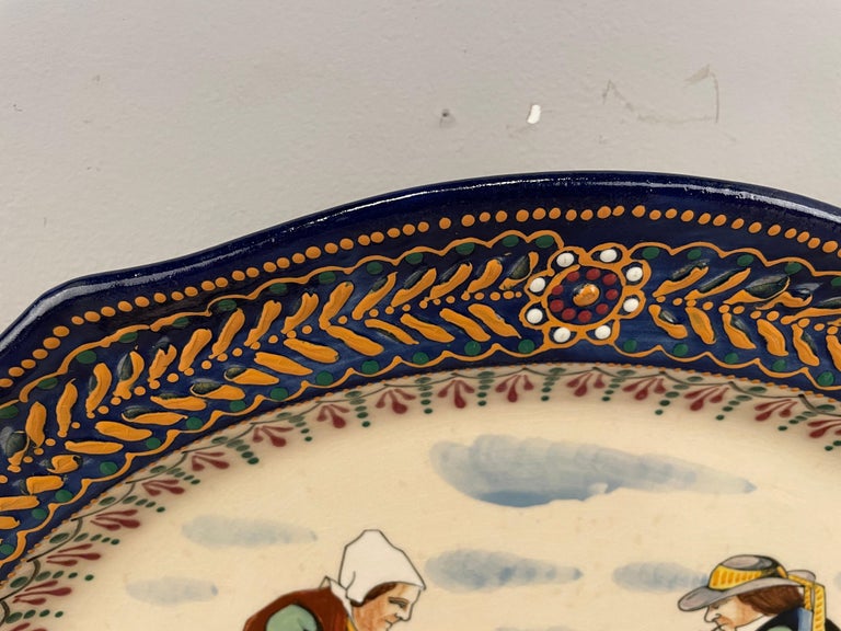 French HB Quimper Platter Broderie Border For Sale at 1stDibs