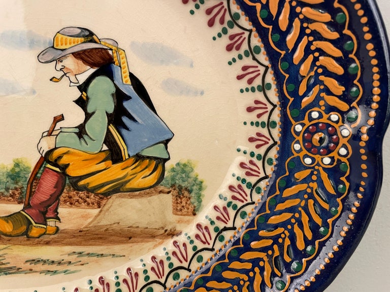 French HB Quimper Platter Broderie Border For Sale at 1stDibs
