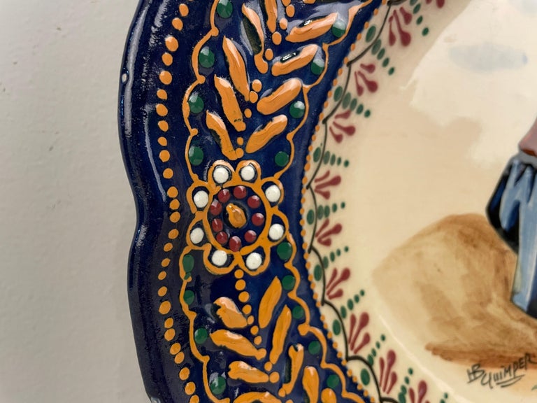 French HB Quimper Platter Broderie Border For Sale at 1stDibs