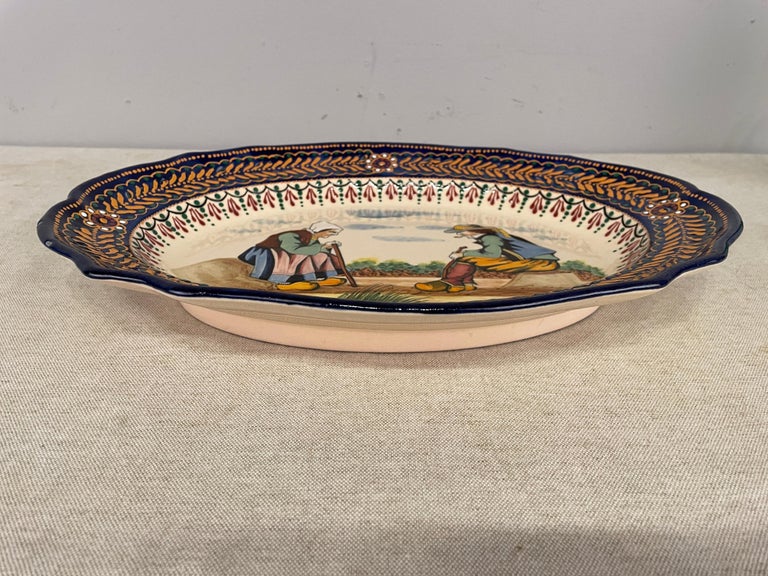 French HB Quimper Platter Broderie Border For Sale at 1stDibs