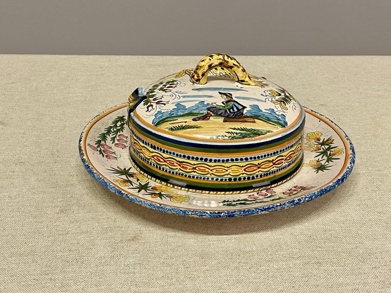 French Henriot Quimper Faience Butter Dish For Sale at 1stDibs