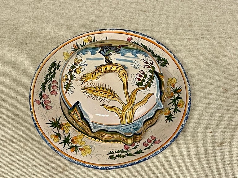 French Henriot Quimper Faience Butter Dish For Sale at 1stDibs