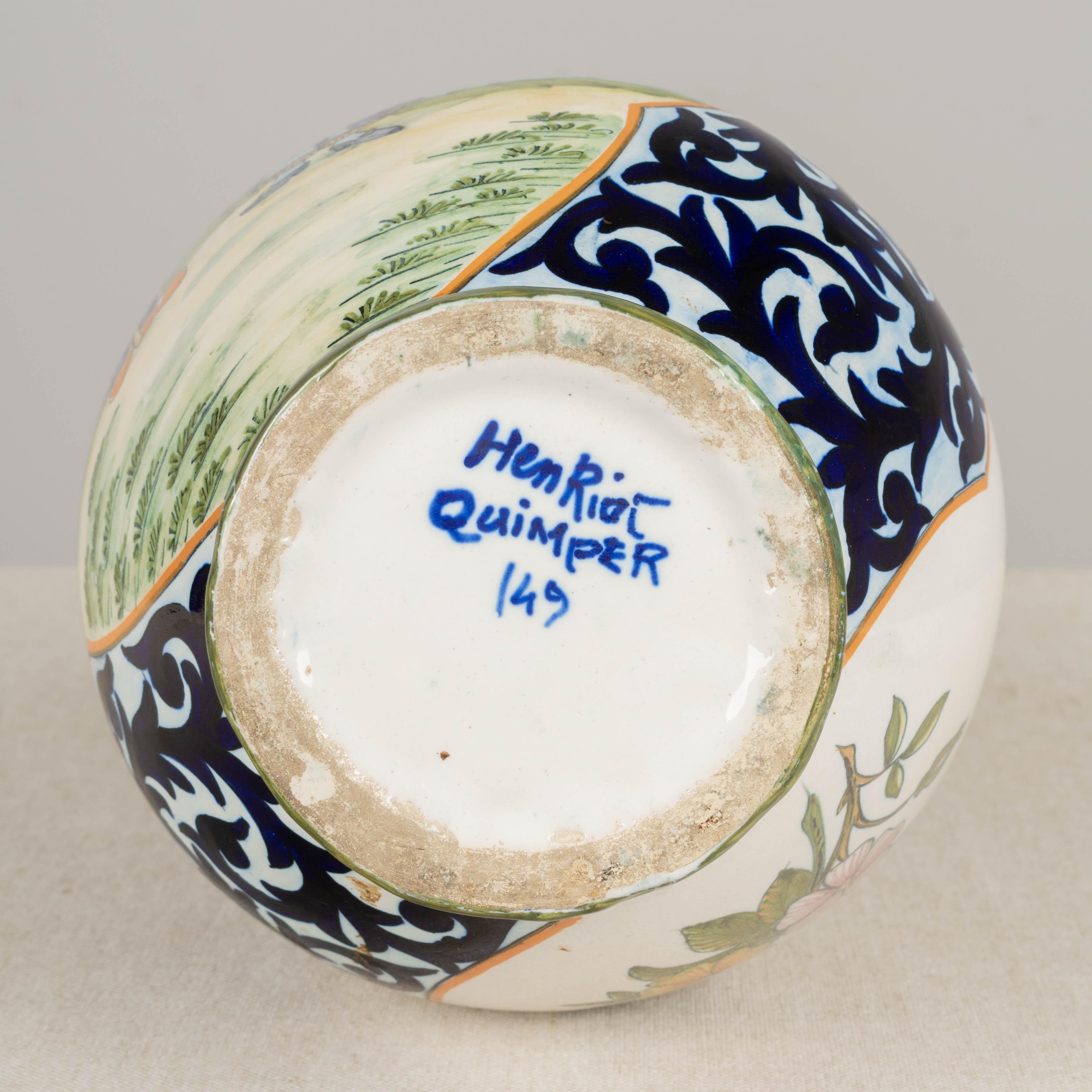 French Henriot Quimper Faience Vase For Sale at 1stDibs
