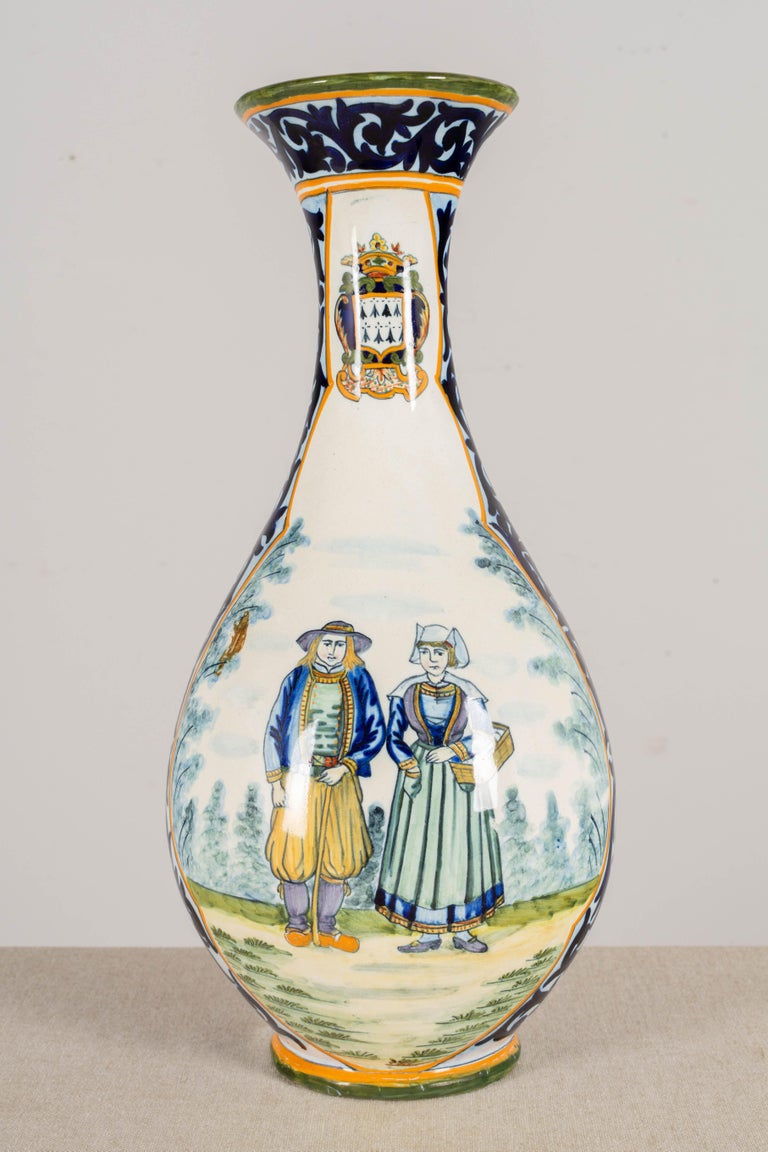 French Henriot Quimper Faience Vase For Sale at 1stDibs