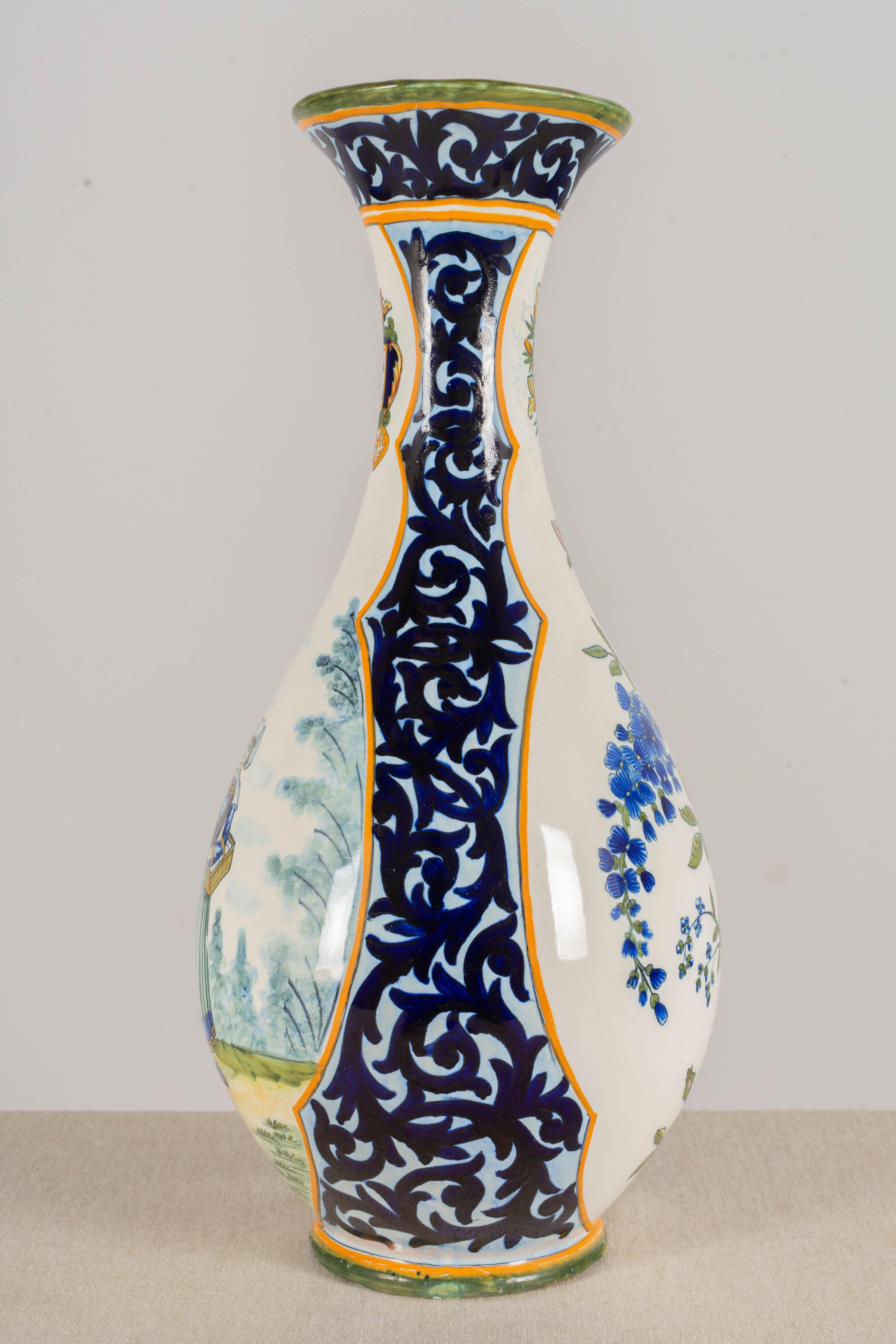 French Henriot Quimper Faience Vase For Sale at 1stDibs