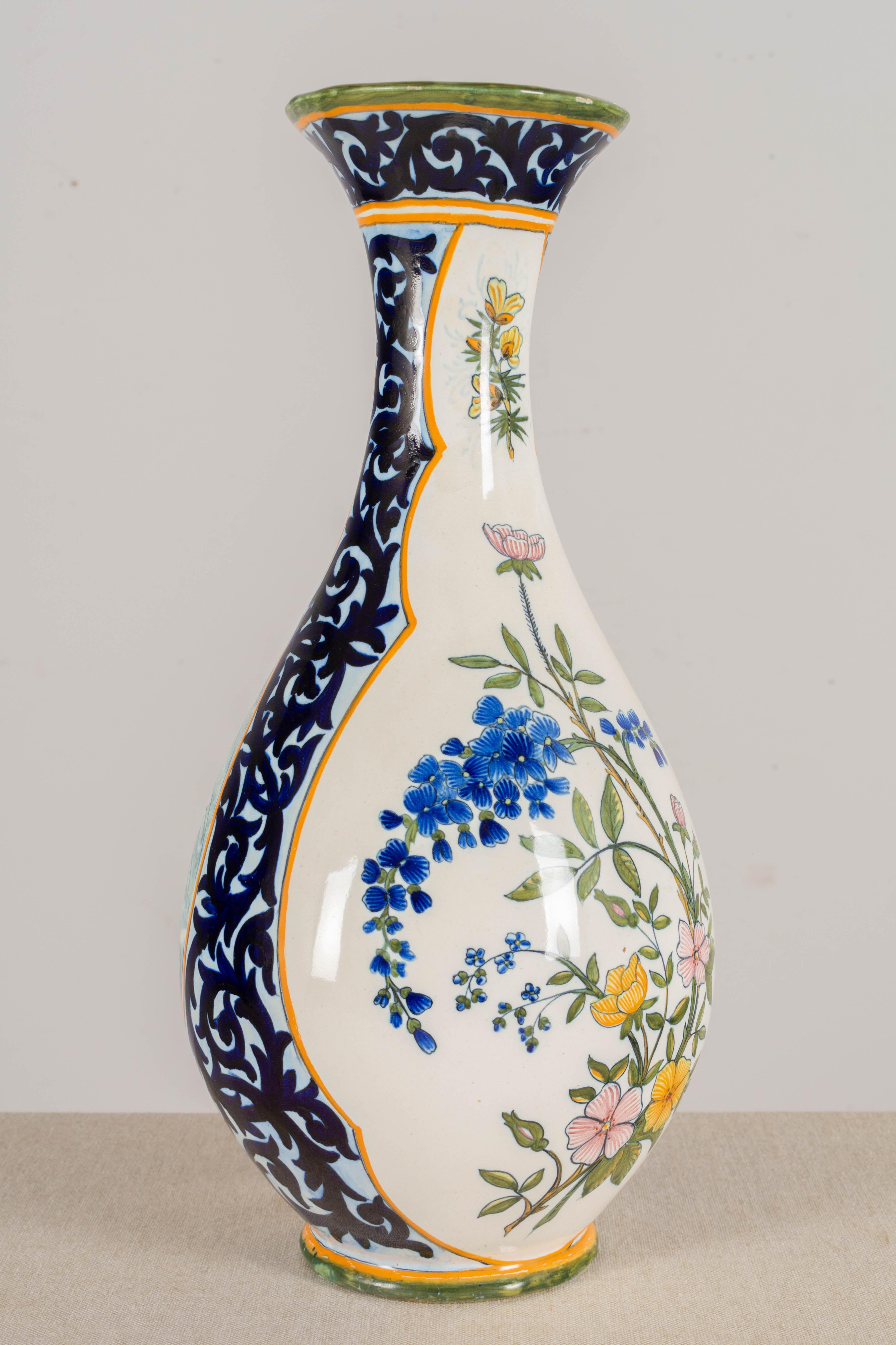 French Henriot Quimper Faience Vase For Sale at 1stDibs