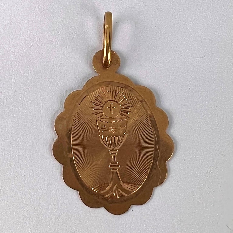 French Holy Chalice 18K Rose Gold Charm Pendant For Sale at 1stDibs
