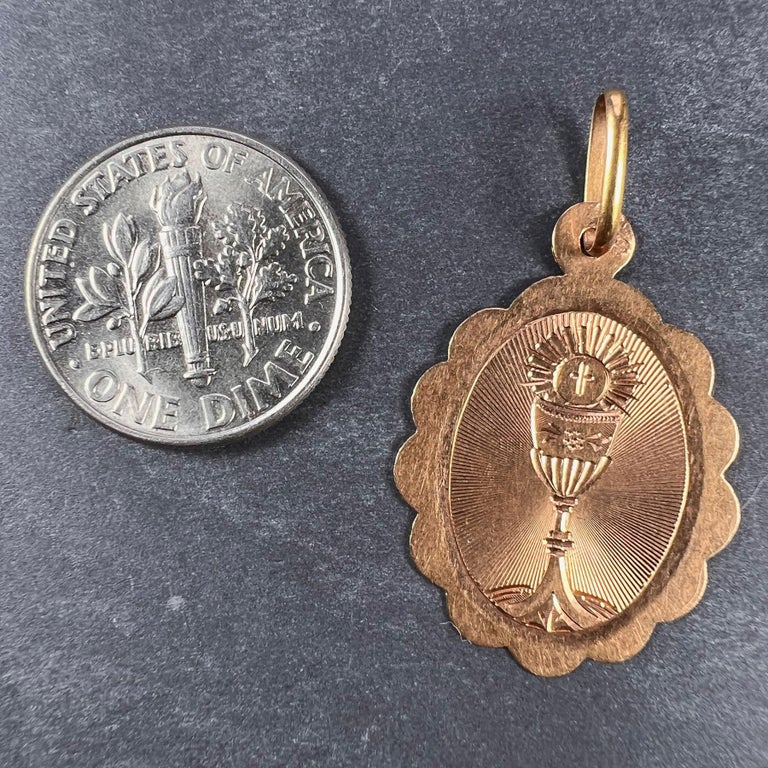French Holy Chalice 18K Rose Gold Charm Pendant For Sale at 1stDibs
