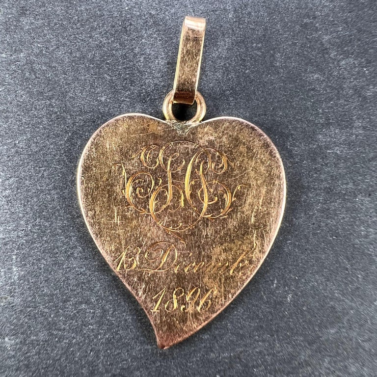 French Holy Communion 18K Yellow Rose White Gold Charm Pendant For Sale ...