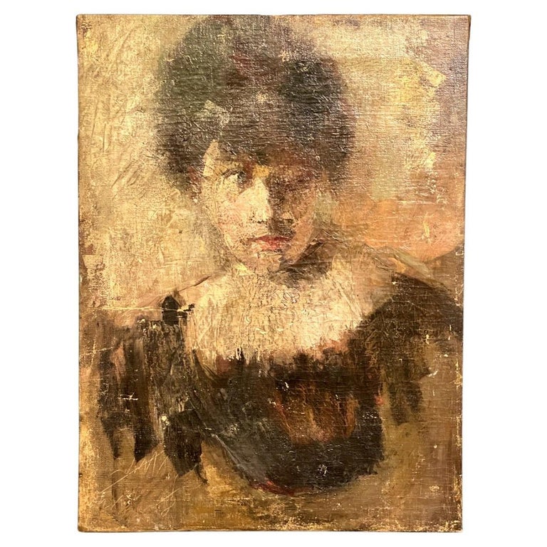 French Impressioniste Portrait of Lady, 1870 For Sale at 1stDibs