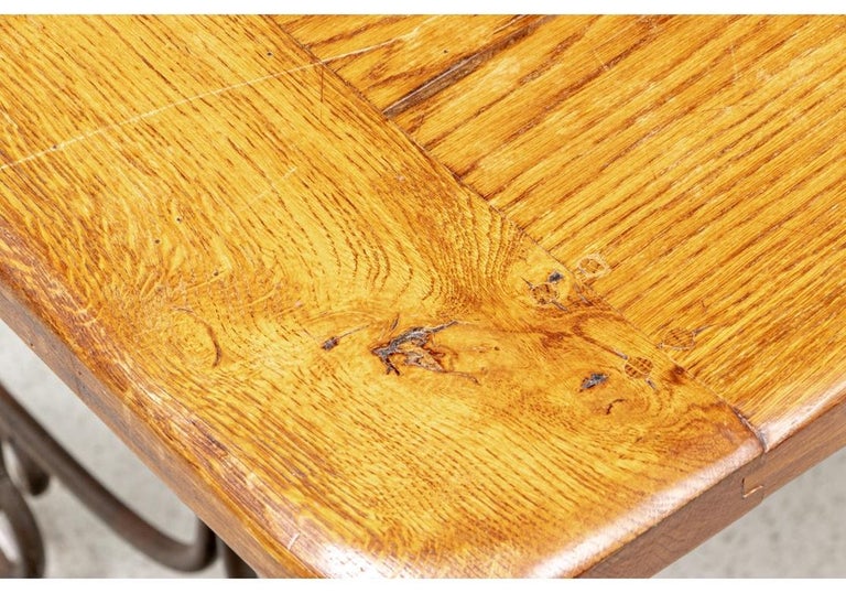 French Industrial Style Dining/ Work Table with Breadboard Top For Sale ...