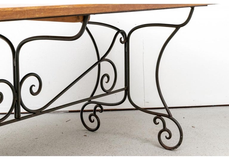 French Industrial Style Dining/ Work Table with Breadboard Top For Sale ...