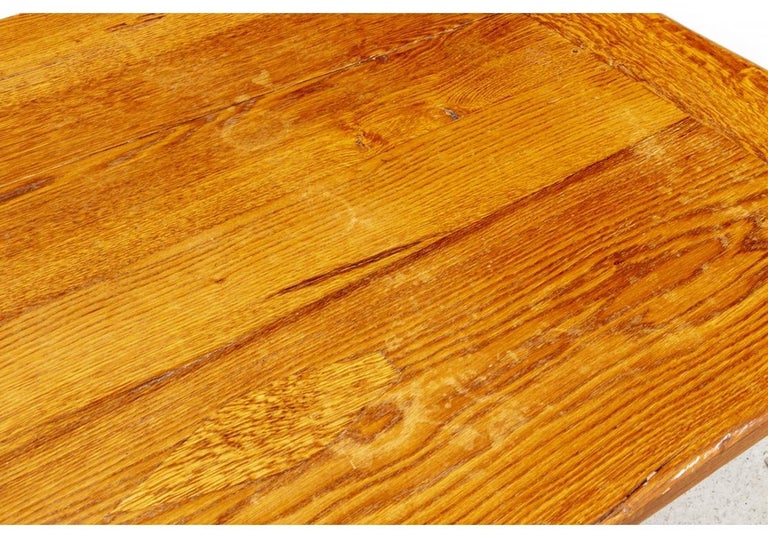 French Industrial Style Dining/ Work Table with Breadboard Top For Sale ...