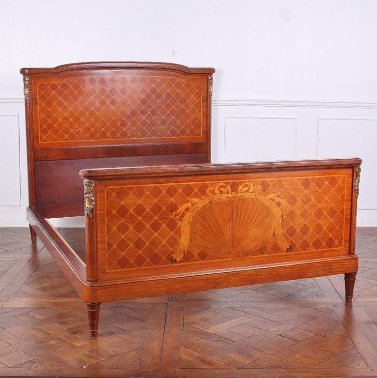 French Inlaid Louis XVI Queen Size Bed at 1stDibs
