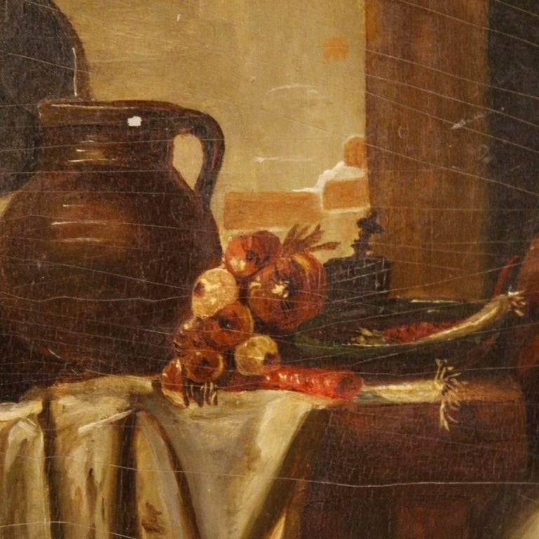 French Interior Scene Painting Oil on Panel from 19th Century For Sale ...