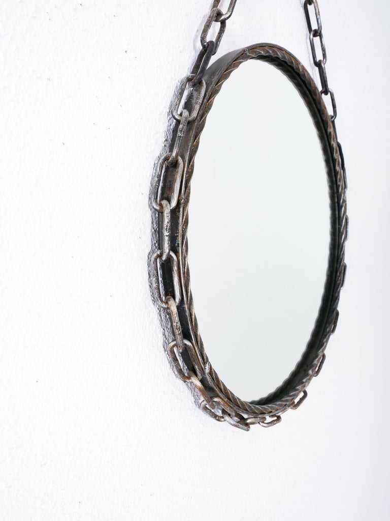 French Iron Chain Mirror, France Mid-Century For Sale at 1stDibs