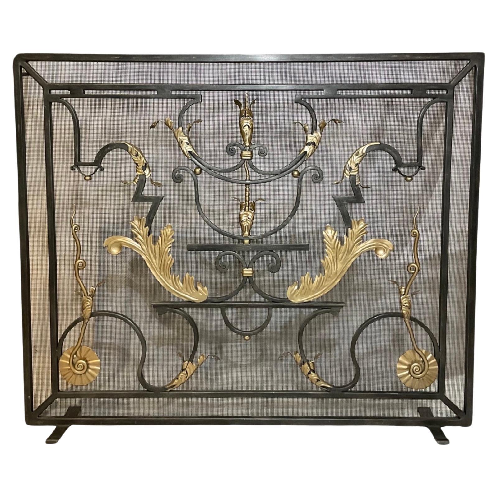 Antique French Neoclassical Iron Fleur de Lis Reclaimed Screen Wall ...