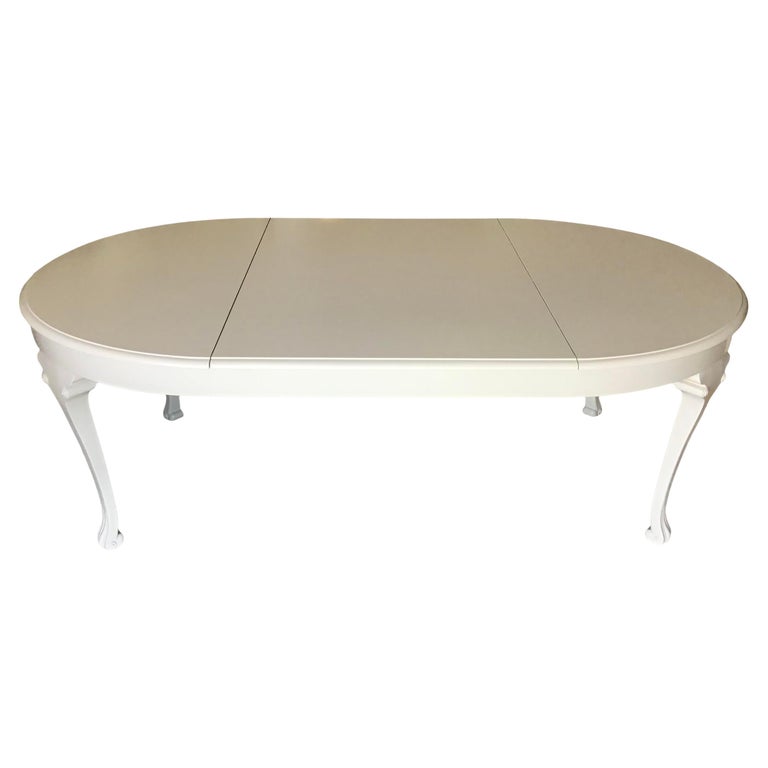 French Jansen Style Oval Dining Table in Light Gray Lacquer For Sale at ...