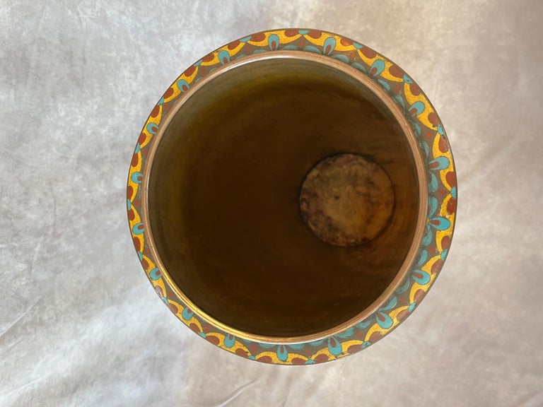 French Japonisme Gilt-Bronze Mounted Champleve Enamel Vase For Sale at ...
