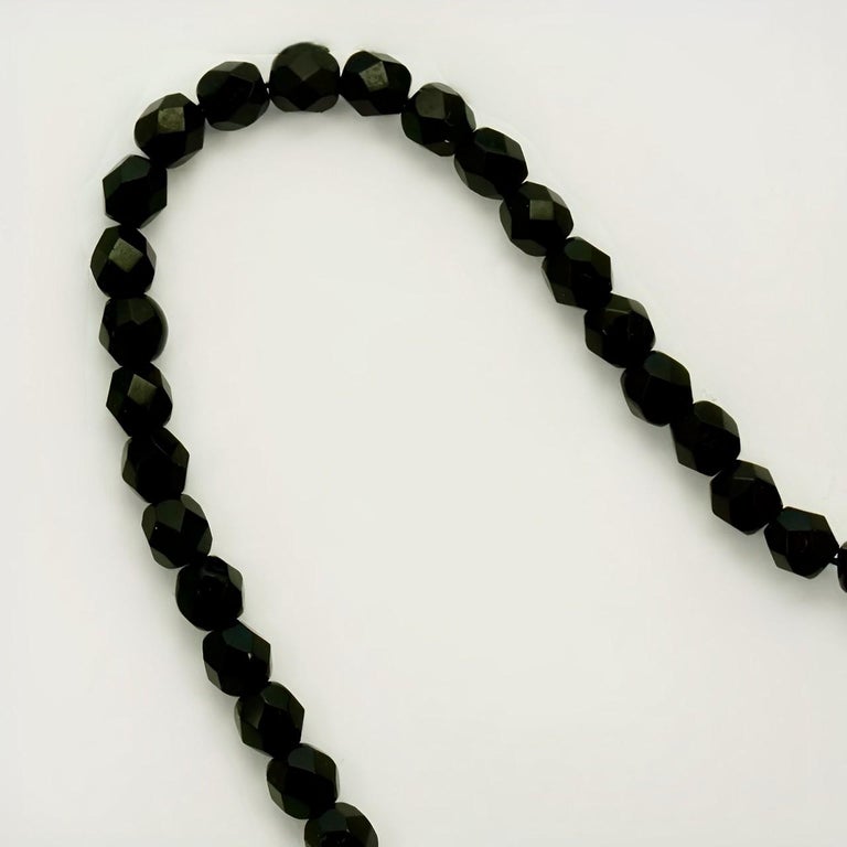 French Jet Faceted Bead Necklace with Tassel Pendant For Sale at 1stDibs