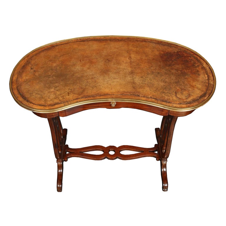 French Kidney Shaped Writing Table with One Drawer in Mahogany For Sale ...