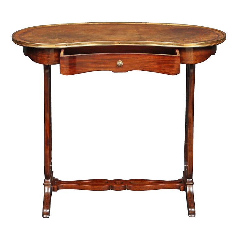 French Kidney Shaped Writing Table with One Drawer in Mahogany For Sale ...