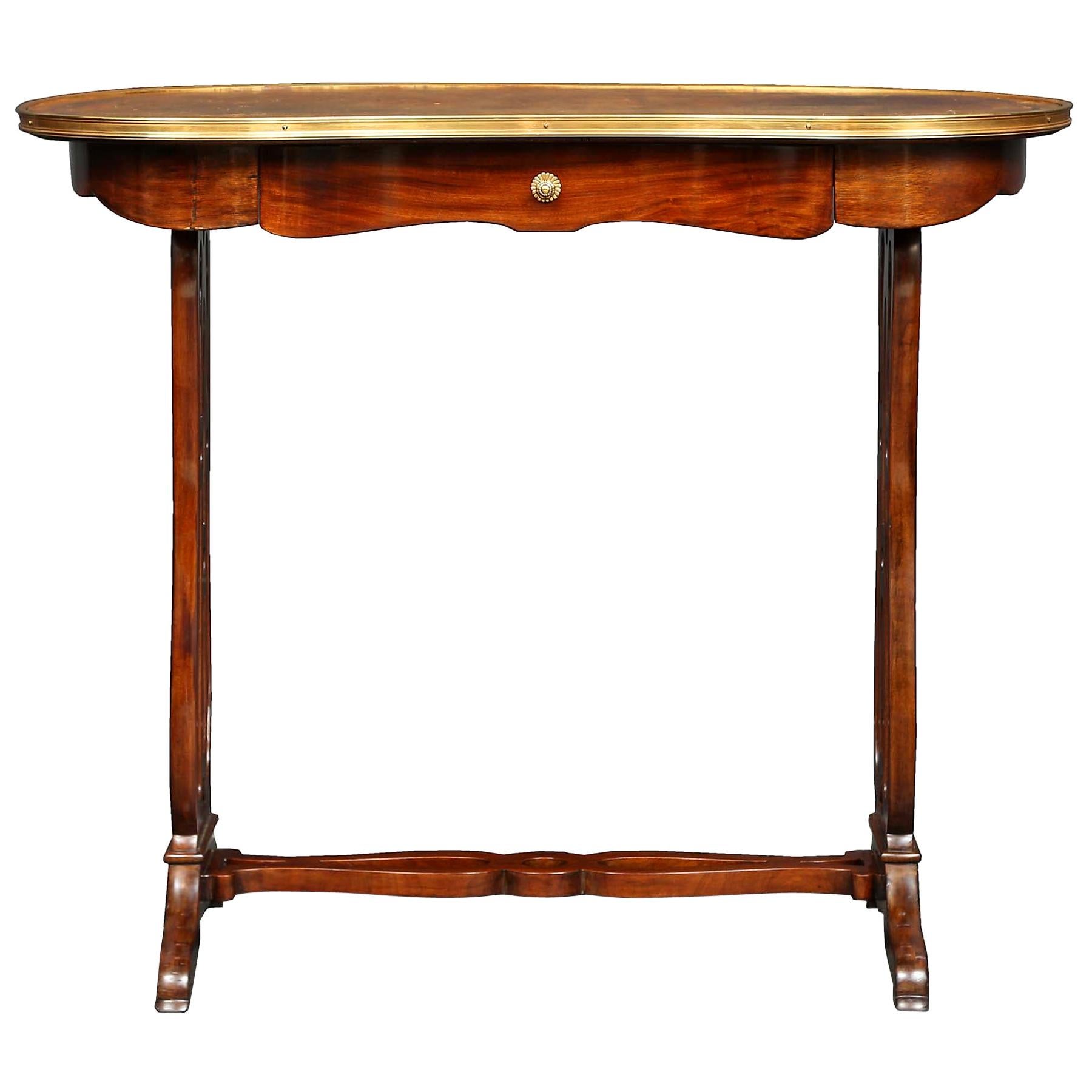 Empire Mahogany Pillar and Scroll Table with One Drawer For Sale at ...