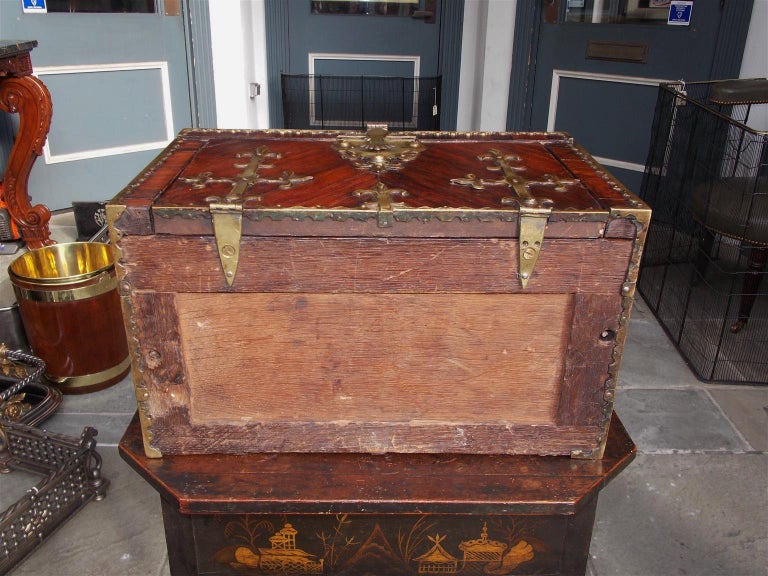 French Kings Wood and Brass Bound Fleur-de-Lis Strong Box, Circa 1820 ...