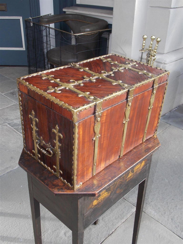 French Kings Wood and Brass Bound Fleur-de-Lis Strong Box, Circa 1820 ...
