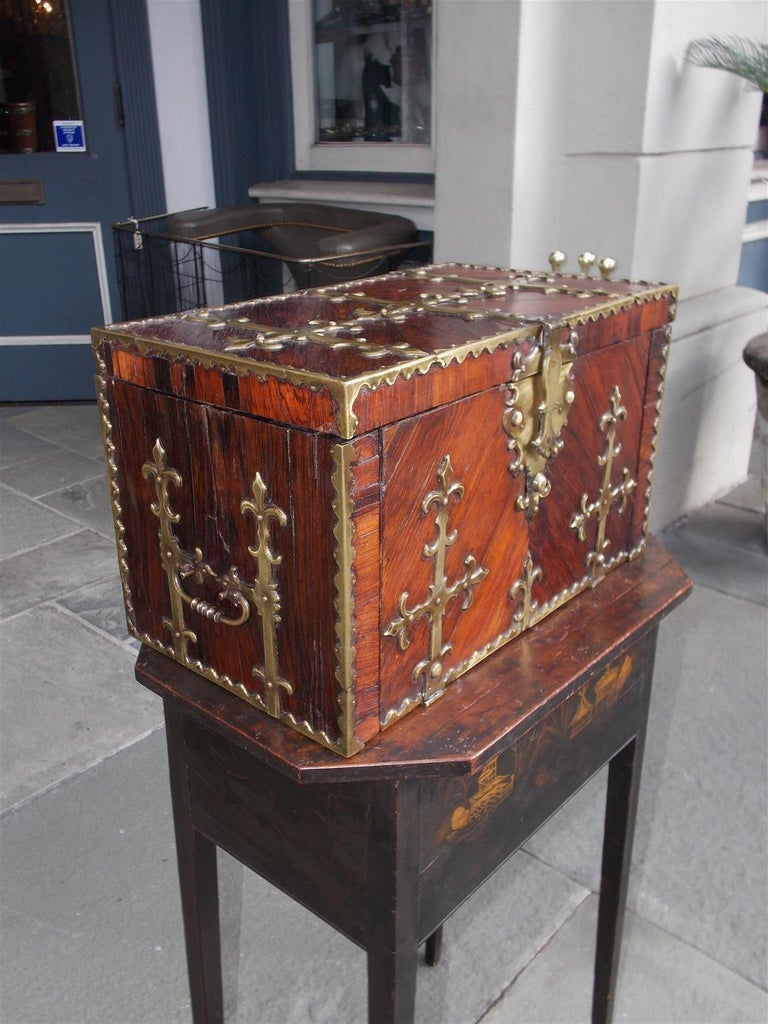 French Kings Wood and Brass Bound Fleur-de-Lis Strong Box, Circa 1820 ...