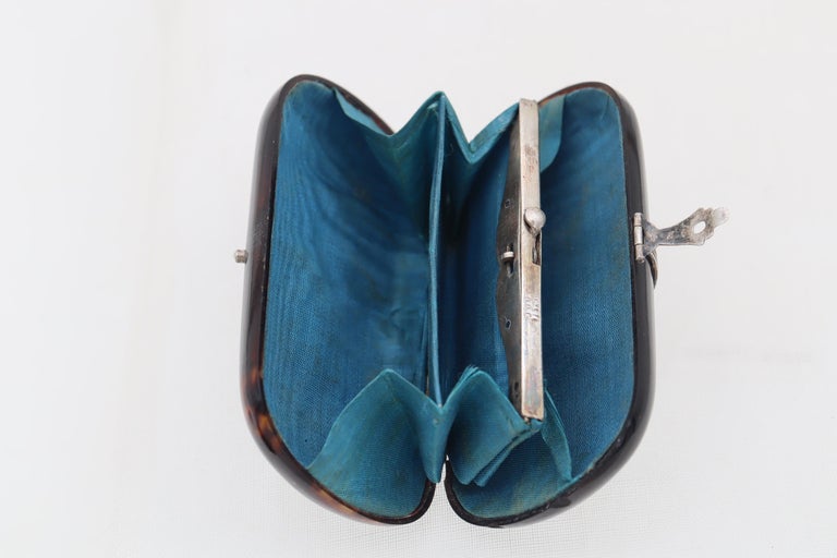 French ladies coin purse fashioned in tortoiseshell and silver For Sale ...
