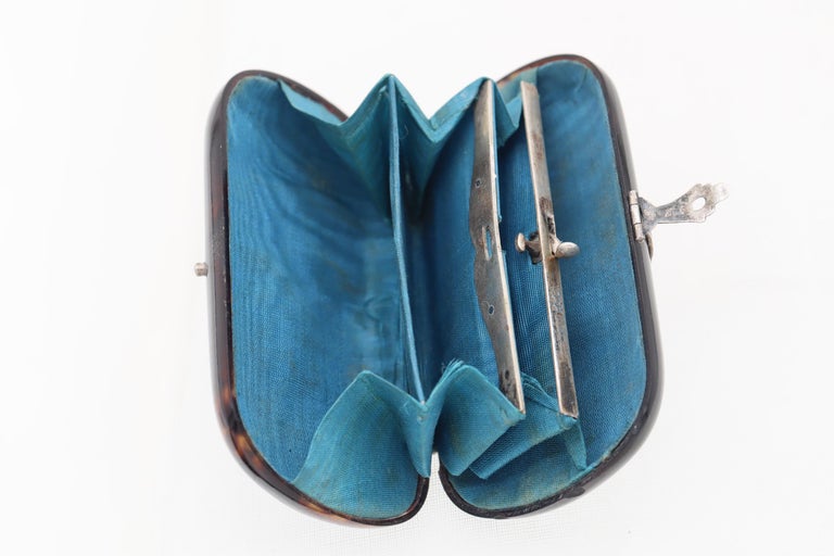 French ladies coin purse fashioned in tortoiseshell and silver For Sale ...