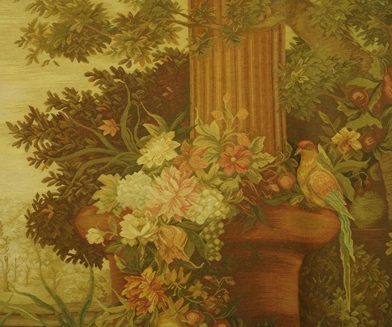 French Landscape Scene Handwoven Large Tapestry with Heavy Rod at 1stDibs