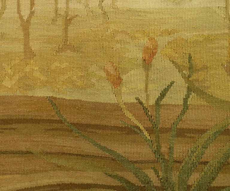 French Landscape Scene Handwoven Large Tapestry with Heavy Rod at 1stDibs