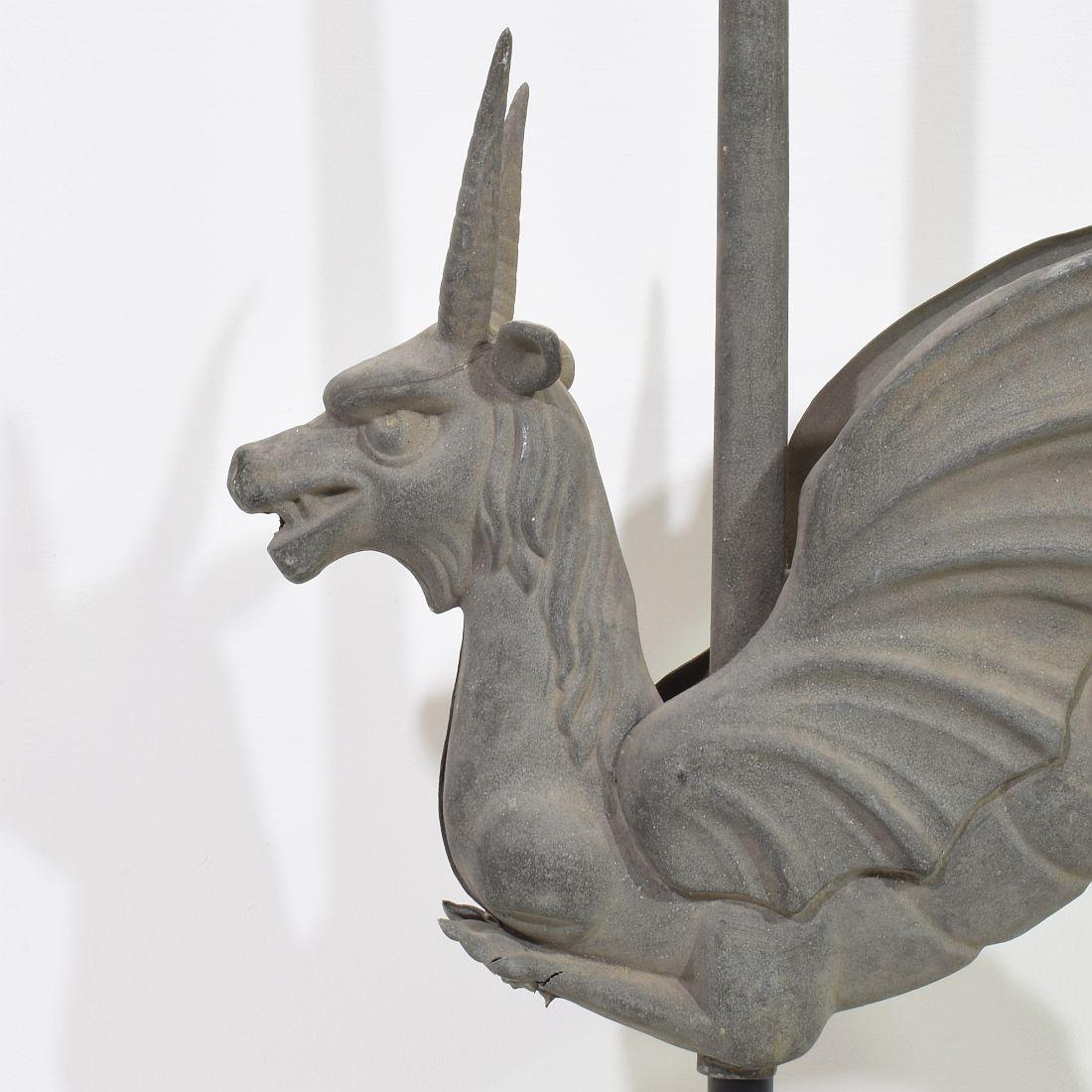 French Large 19th Century Zinc Dragon/ Mythical Figure Weathervane For ...