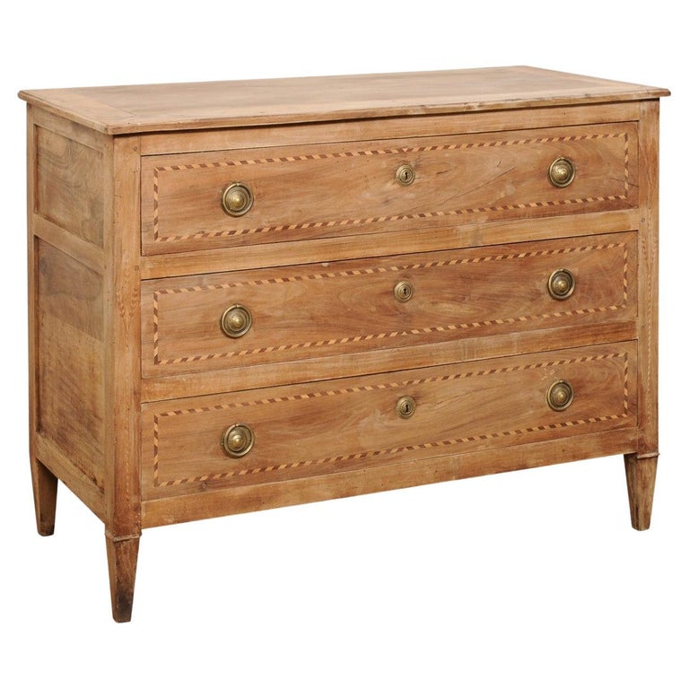 French Late 18th Century Bleached Walnut, Three-Drawer Commode at 1stDibs