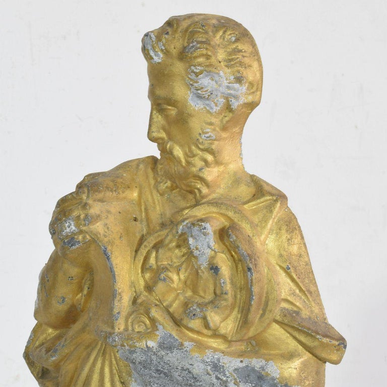 French Late 19th Century Neo Gothic Gilded Metal Saint Statue at 1stDibs