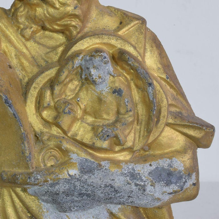 French Late 19th Century Neo Gothic Gilded Metal Saint Statue at 1stDibs