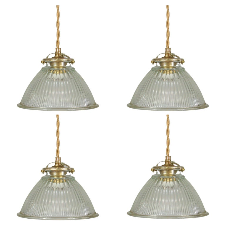French Late Art Deco Holophane Industrial Glass Pendant Light, 1930s to ...