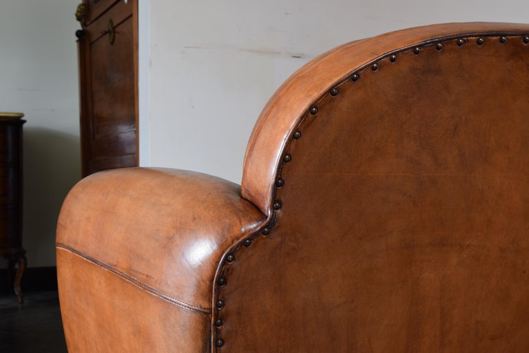 French Late Deco Period Leather Upholstered Four Cushion Sofa, ca. 1940 ...